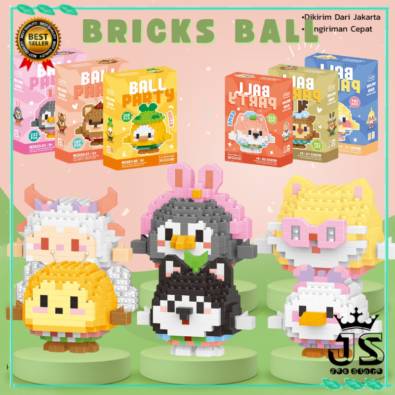 Jual JES MODEL BARU BALL PARTY Bricks Mainan Balok Susun Kartun Mini ...