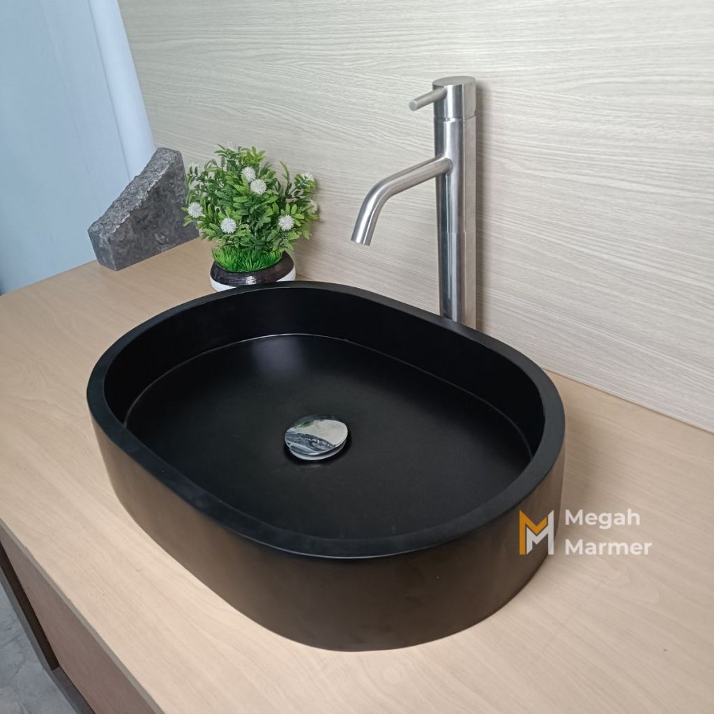 Jual Megah Marmer | Wastafel Teraso Bentuk Oval Ukuran 50cm Minimalis ...