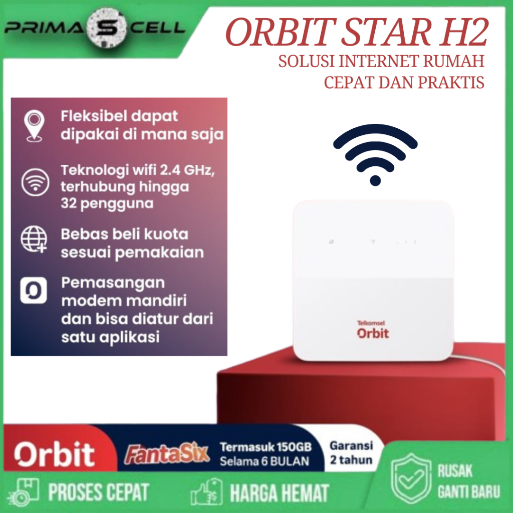 Jual Telkomsel Orbit Star H2 Modem WiFi 4G High Speed Bonus Data ...