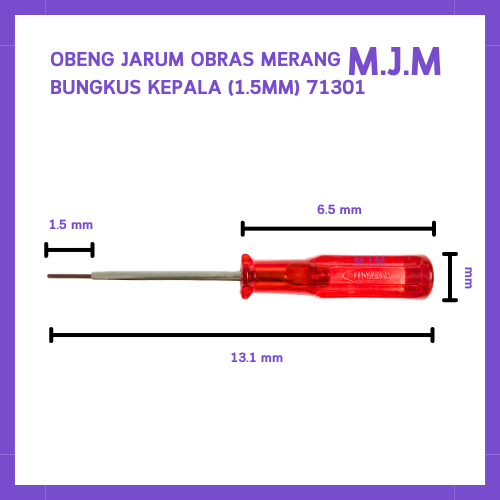 Jual Obeng Jarum Obras - Overdeck 1,5MM Warna Merah/Obeng Jarum/M.J.M ...