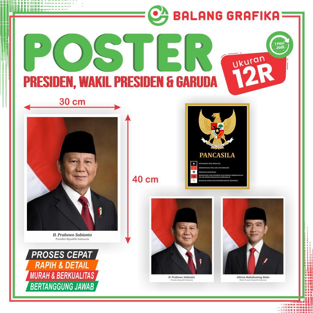 Jual Cetak Poster Foto Presiden Wapres Dan Garuda Print Photo HD 30 x ...