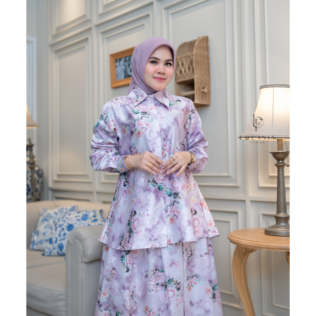 Jual Nayra set kemeja dan rok model cantik bahan silk | Shopee Indonesia