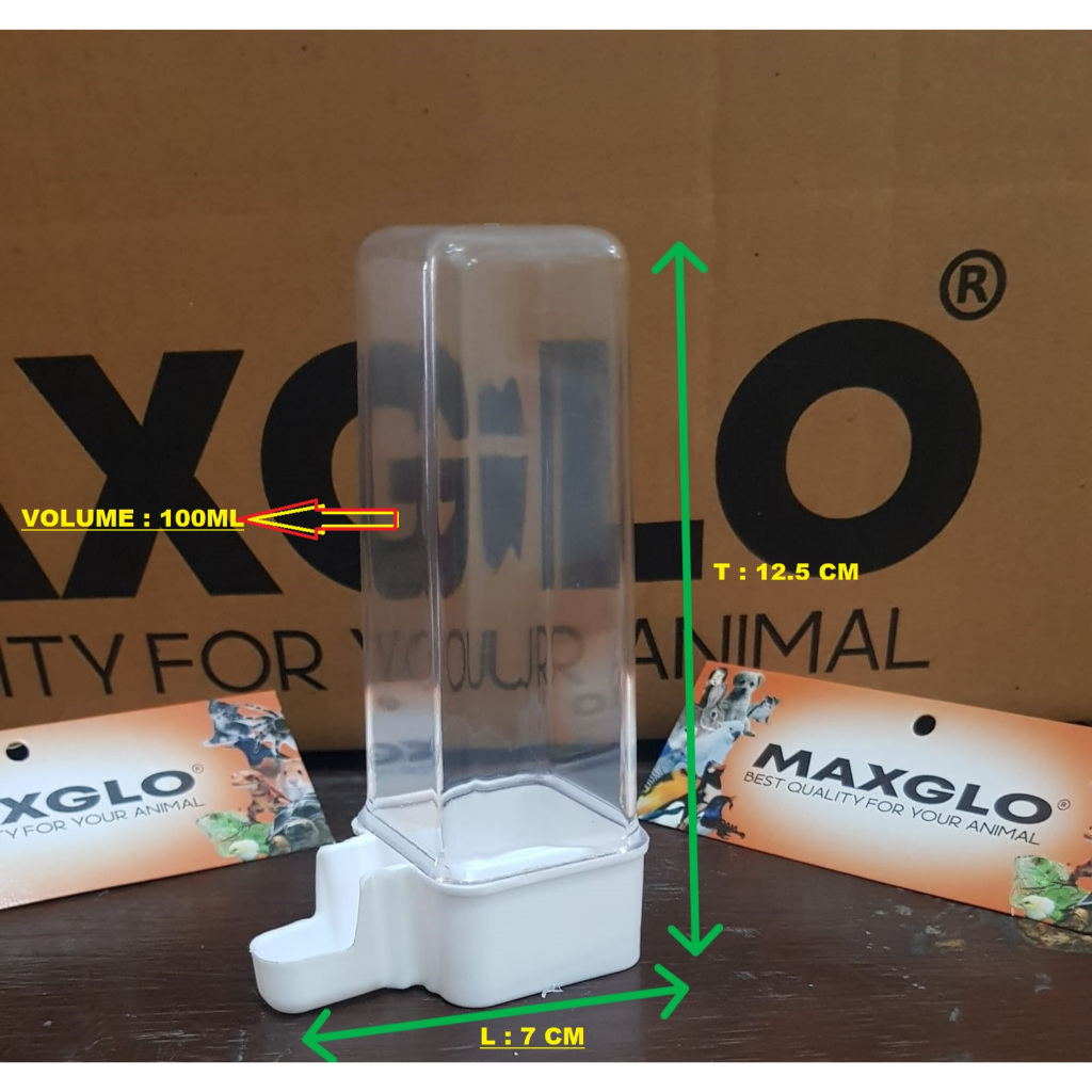 Jual Wadah Pakan Minum MAXGLO Dispenser MAXGLO MAX GLO Bening 1 Set ...