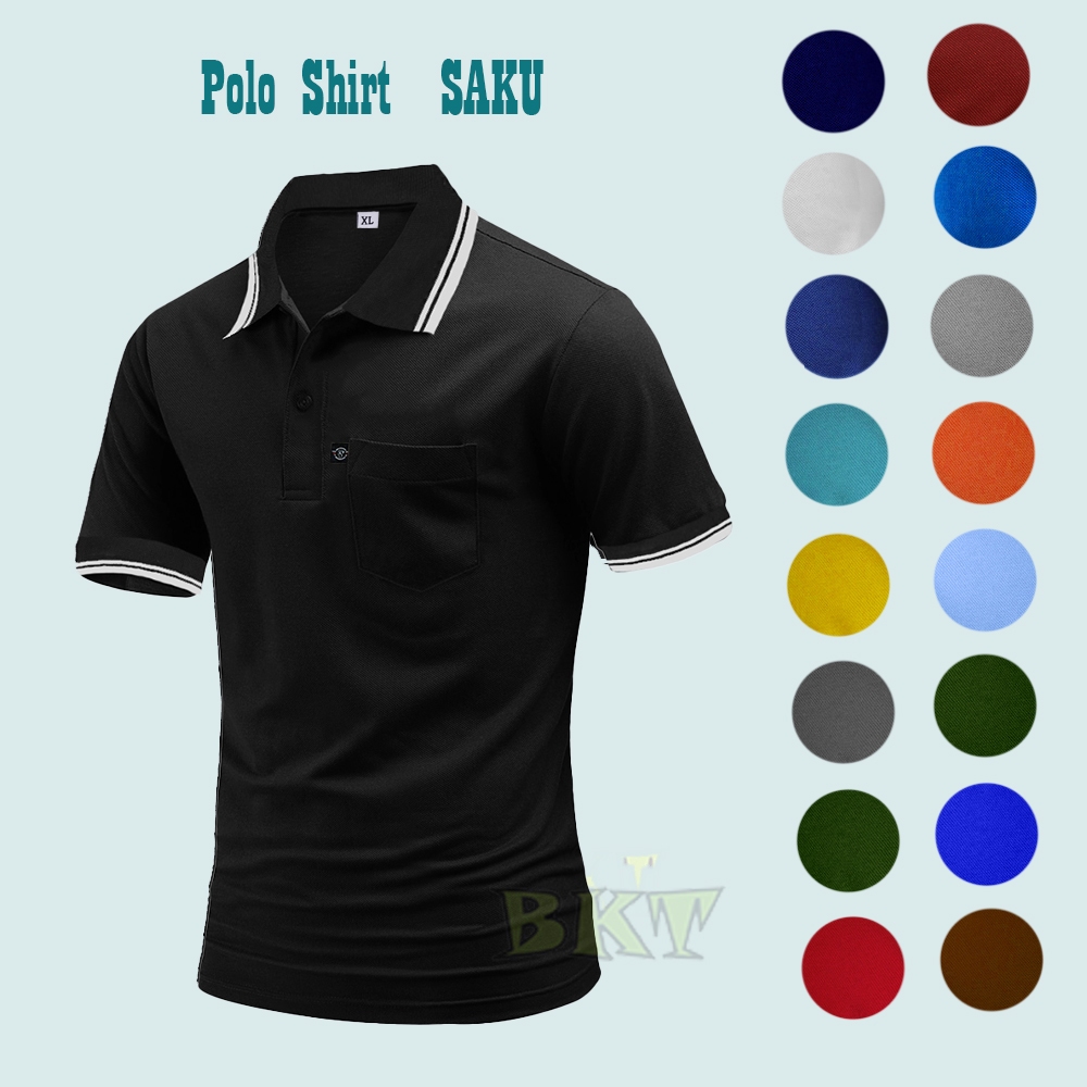 Jual BKT Polo Shirt SAKU Kaos Polos Kerah list Kaos Polo Lengan Pendek ...