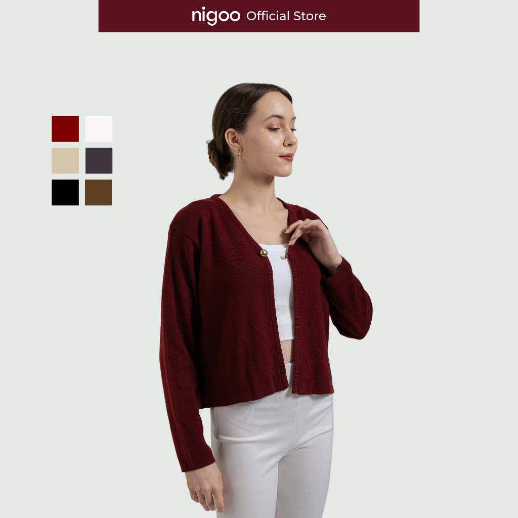 Jual NIGOO Maja Crop Cardigan Knitwear Wanita | Shopee Indonesia