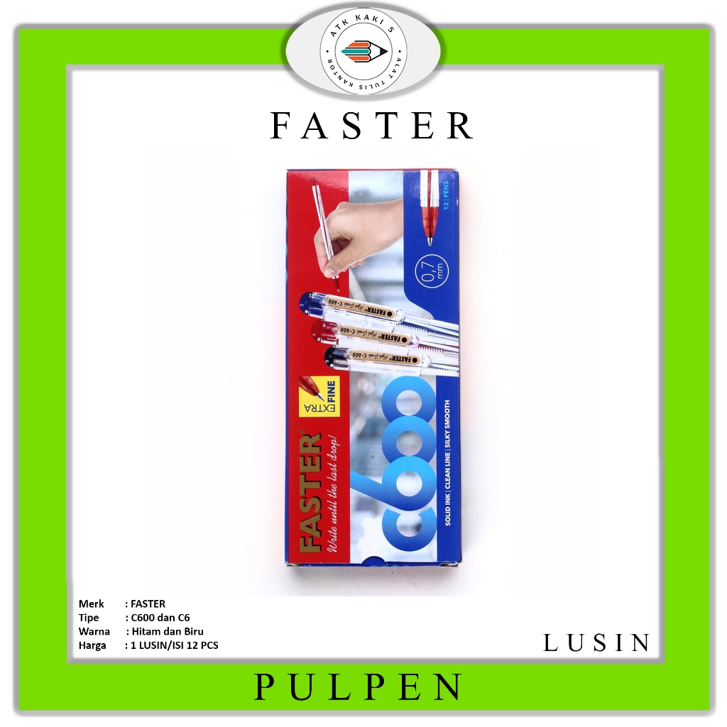 Jual FASTER - Pen C600 // Pen C6 Extra Fine Ballpoint Pen - LUSIN ...