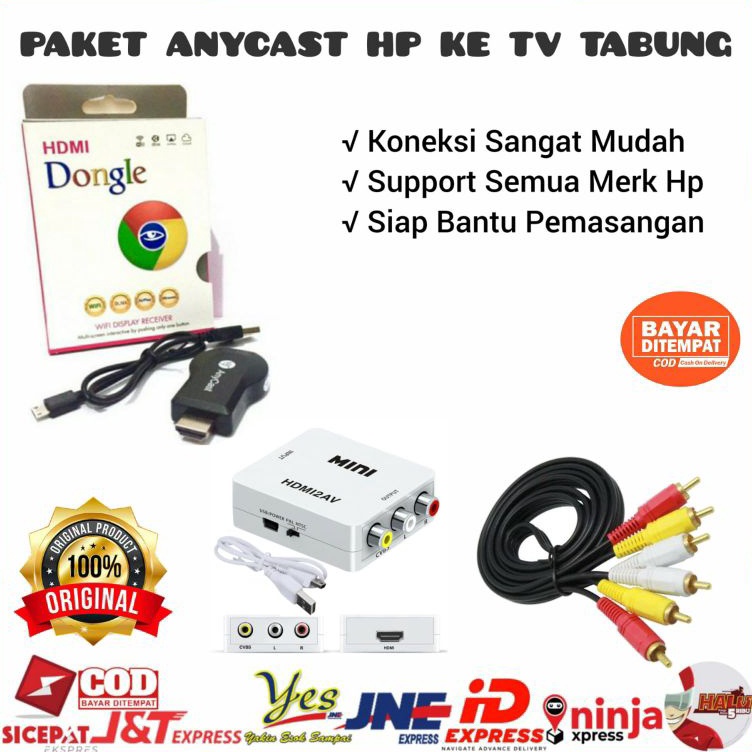 Jual PAKET LENGKAP ANYCAST DARI KE TV TABUNG DONGLE ANYCASH WIFI ...