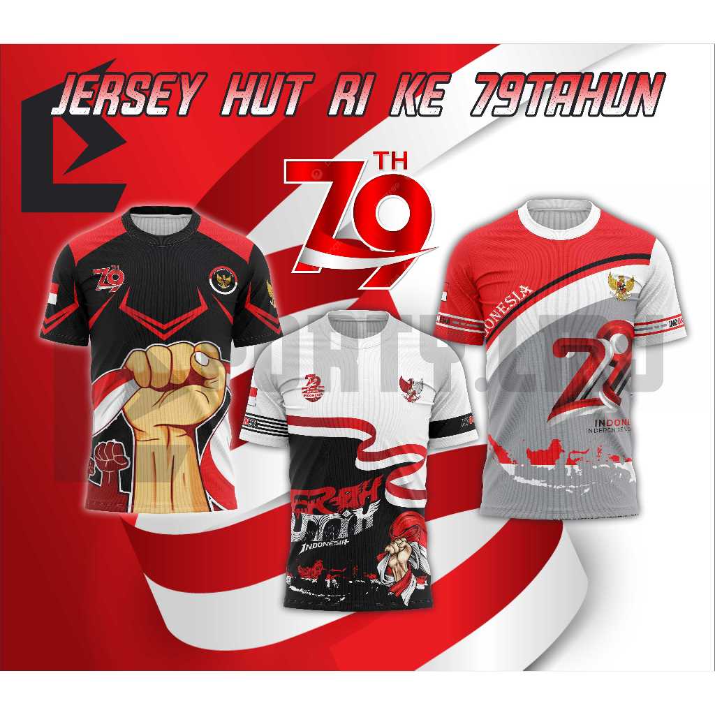 Jual Kaos Jersey HUT RI 79 Tahun 2024 Baju Kemerdekaan Indonesia Kaos Dirgahayu Indonesia 2024 ...