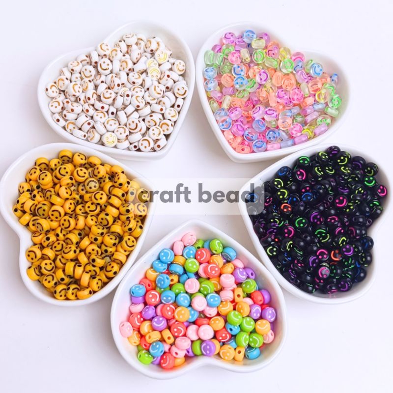 Jual Manik Smile - Manik Mote Emoji Smile Bulat Pipih Series - (15gr ...