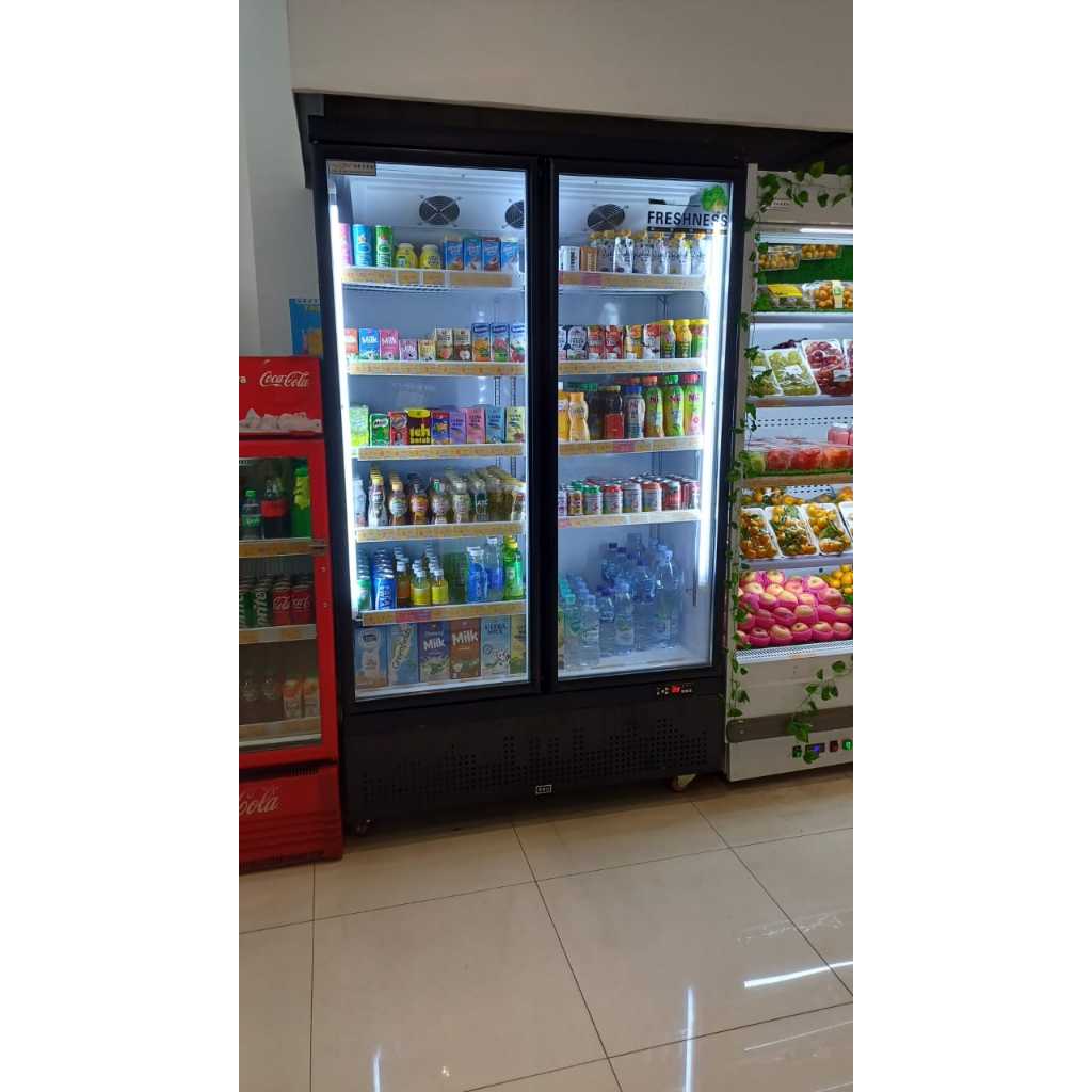 Jual Showcase Chiller / Lemari Pendingin minuman 2 pintu 800L | Shopee ...