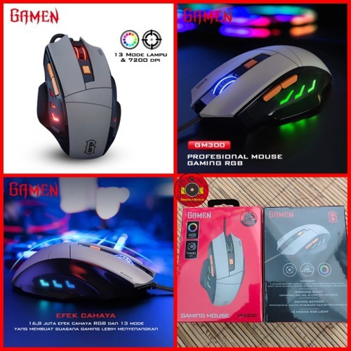 Jual GAMEN MOUSE GAMING GM300 2400 DPI RGB GM 300 ORIGINAL - GARANSI ...