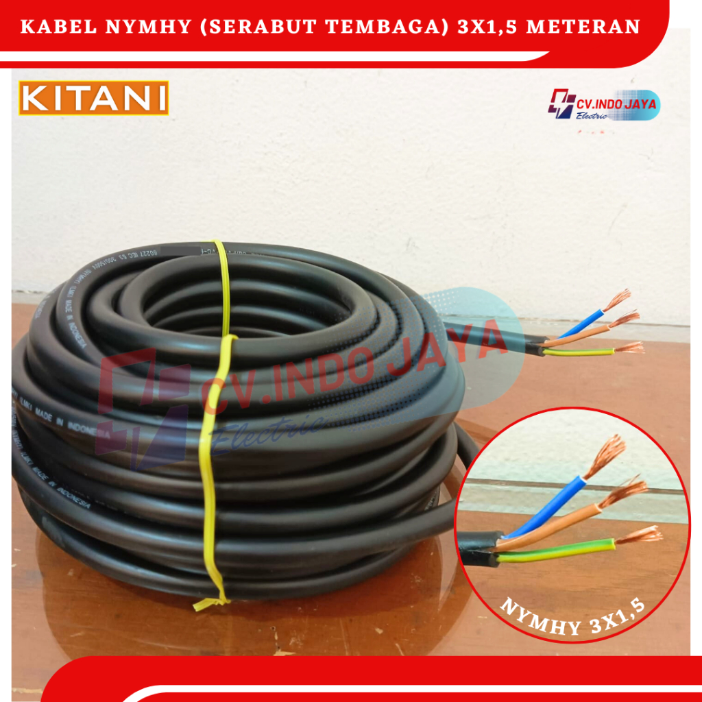 Jual Kabel NYMHY Kitani 3x1.5 harga permeter kabel serabut tembaga ...