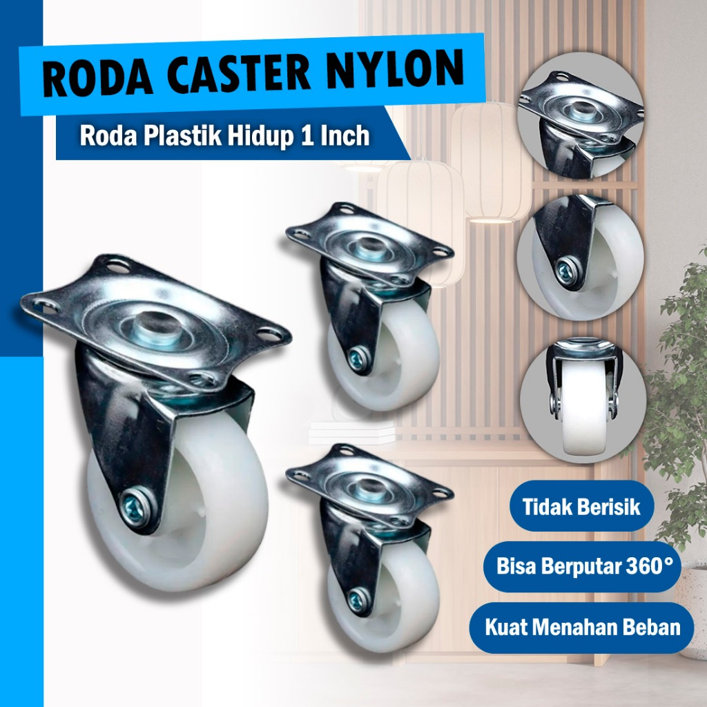 Jual Roda Nylon Hidup 1 Inch Roda Troli - Roda Caster Plastik Roda ...