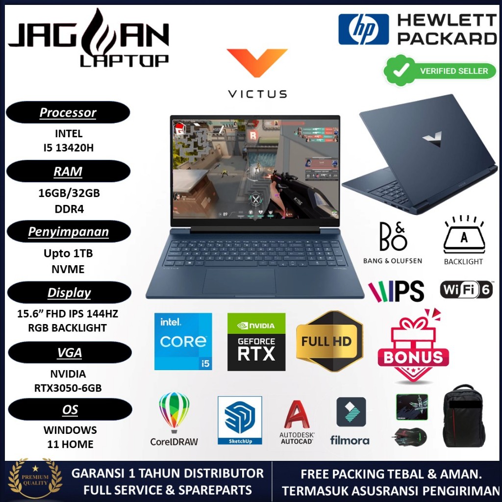 Jual LAPTOP GAMING HP VICTUS 15 INTEL I5 13420H 32GB 1TB SSD RTX3050 ...