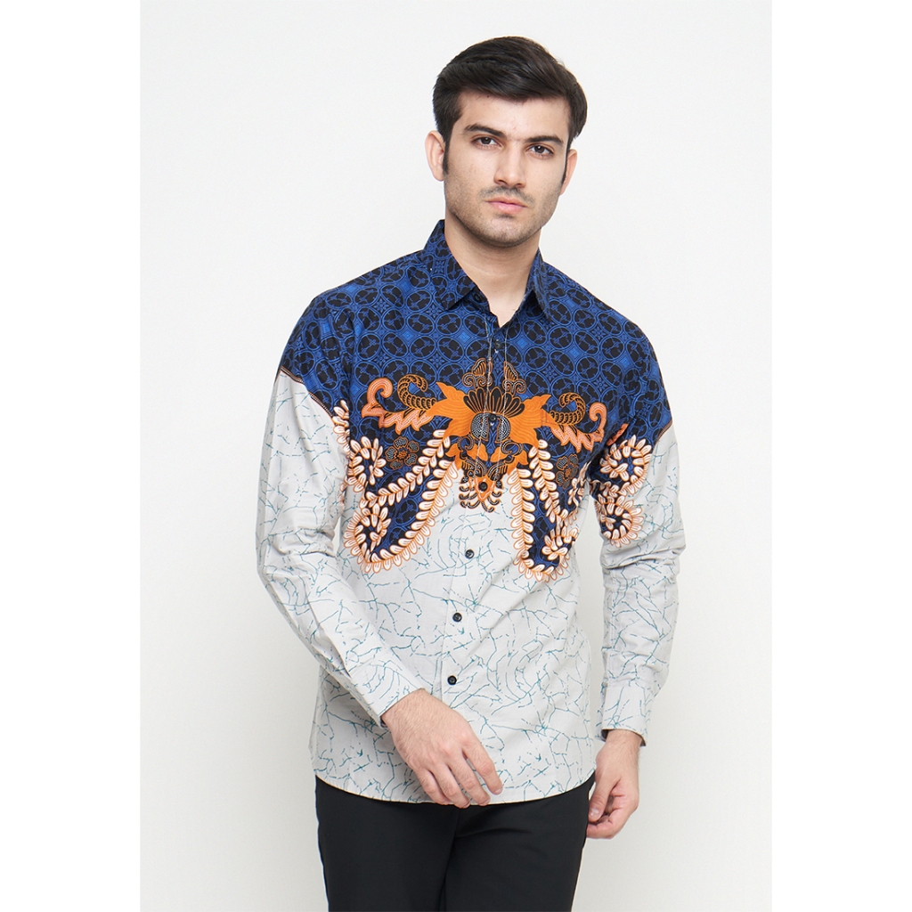Jual Baju Kemeja Batik Pria Slimfit Lengan Panjang Burung Abu Grey 2 ...