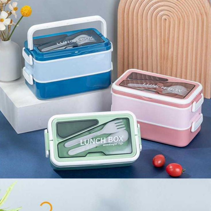 Jual LUNCH BOX TEMPAT BEKAL 2 SUSUN DAN 1 SUSUN KAPASITAS 1600 ML FREE ...