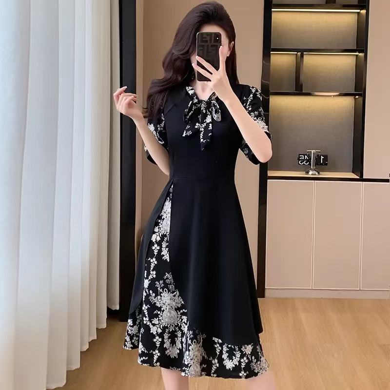 Jual gaun motif bunga tambal sulam ukuran plus | Shopee Indonesia