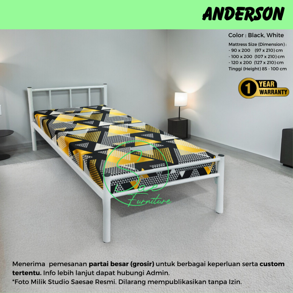 Jual Tempat Tidur Ranjang Dipan Besi Minimalis Kos Asrama Ukuran 90x200 ...