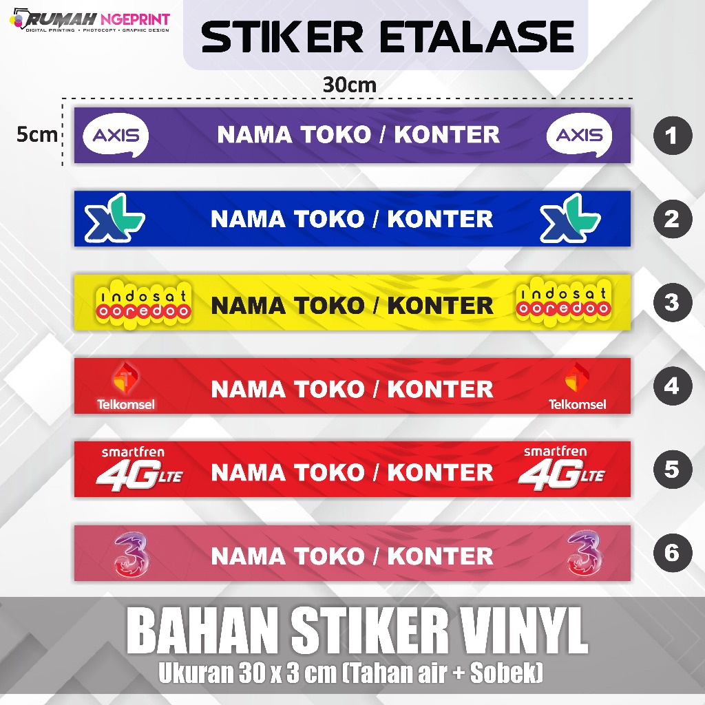 Jual STIKER ETALASE TOKO/ KONTER UKURAN 5 x 30 CM ANTI AIR | Shopee ...