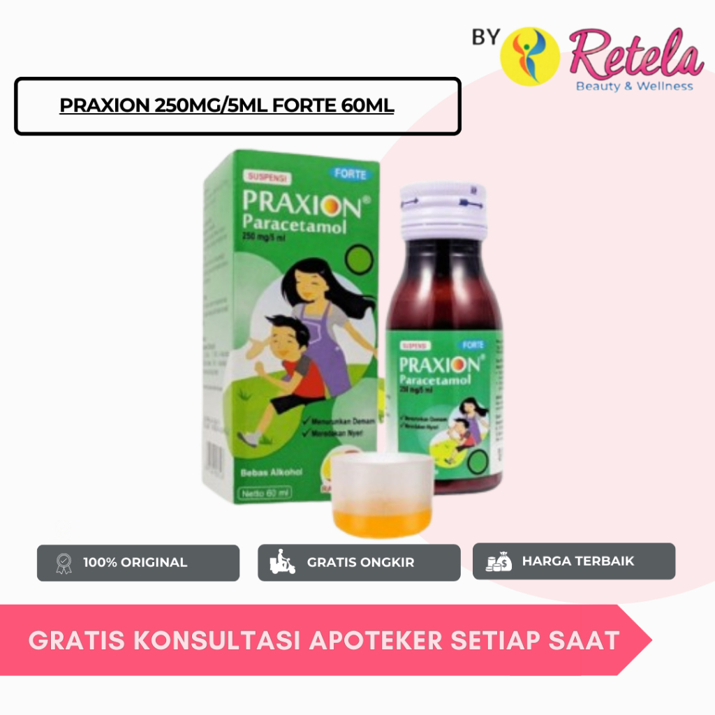 Jual PRAXION 250MG/5ML FORTE 60ML /PARACETAMOL /NYERI DAN DEMAM ...