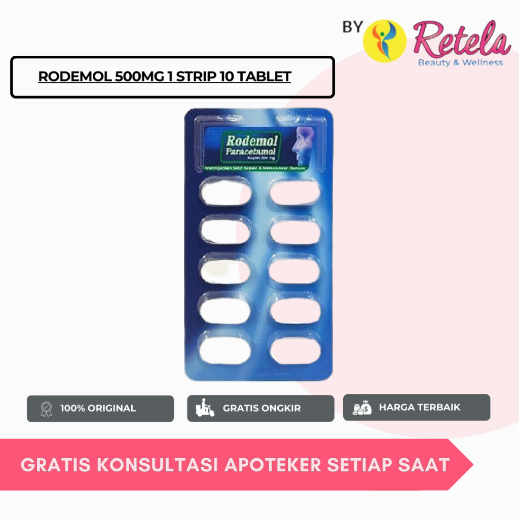 Jual RODEMOL PARACETAMOL 500MG 1 STRIP 10 TABLET / NYERI DAN DEMAM ...