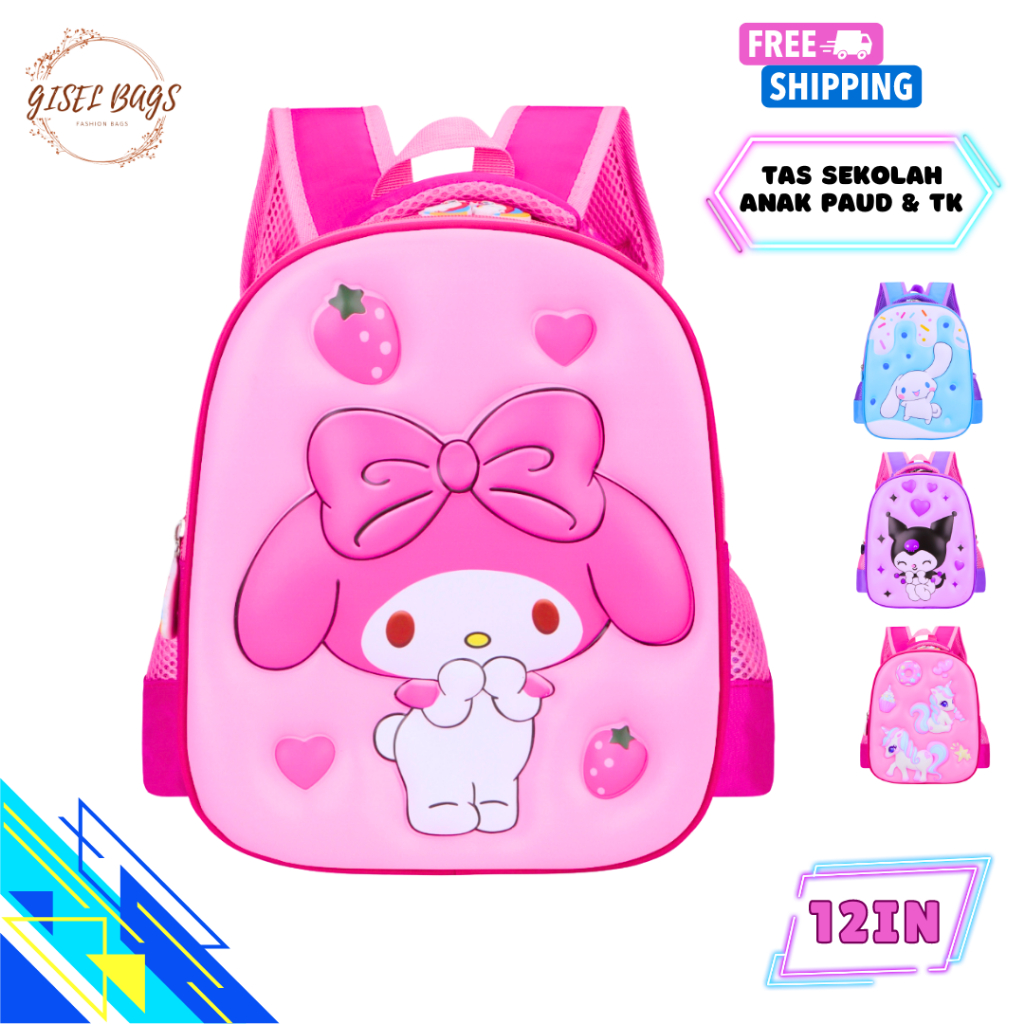 Jual tas anak perempuan sekolah paud motif sanrio timbul ransel tk kuromi waterproof | Shopee ...