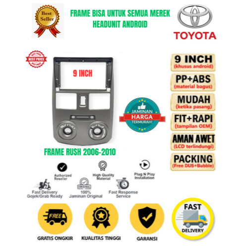 Jual Frame Head unit Android 9 inch / 10 inch TOYOTA RUSH 2008 - 2010 ...