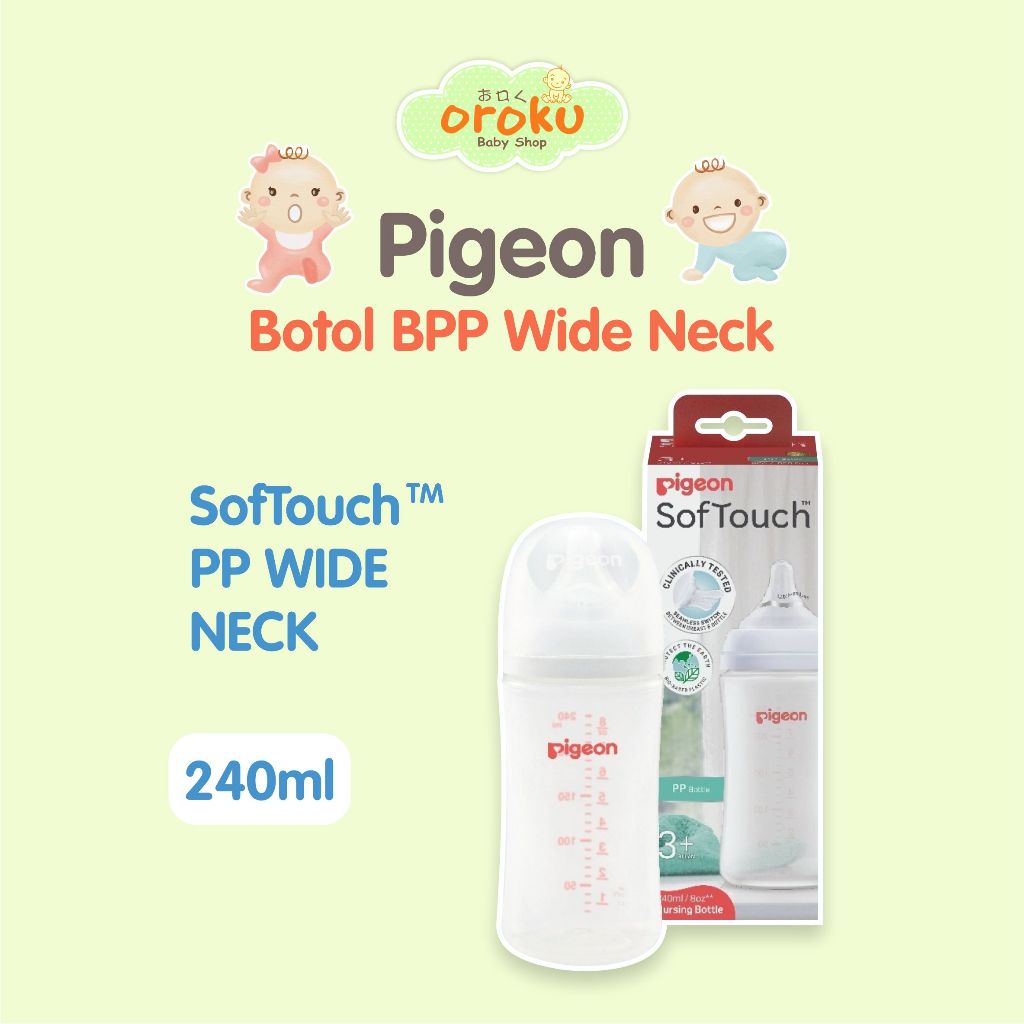Jual PIGEON BOTOL BPP WIDE NECK 240ML W/SOFTOUCH NIPPLE / BOTOL SUSU | Shopee Indonesia