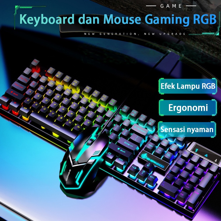 Jual Kombo Keyboard dan Mouse Gaming dengan Lampu RGB Cahaya Termasuk ...