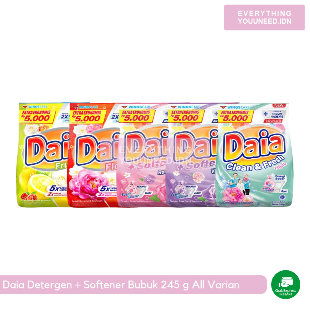 Jual Daia Detergen + Softener Bubuk 245 g All Varian | Shopee Indonesia