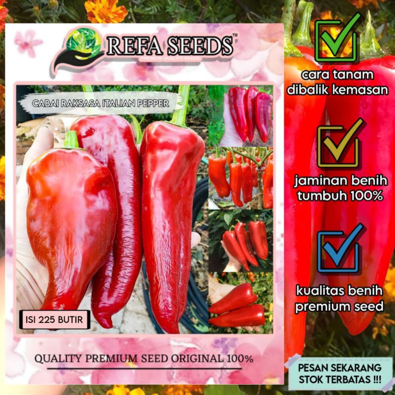 Jual REFA (225 Biji) Benih Cabai Raksasa Sweet Italian Red Pepper Kemasan Original / Benih Cabai ...