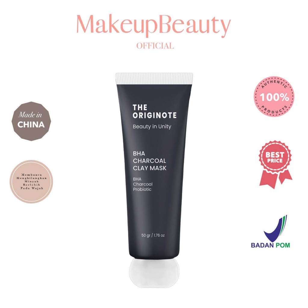 Jual THE ORIGINOTE BHA Charcoal Clay Mask 50g - Masker Wajah Mud Mask ...