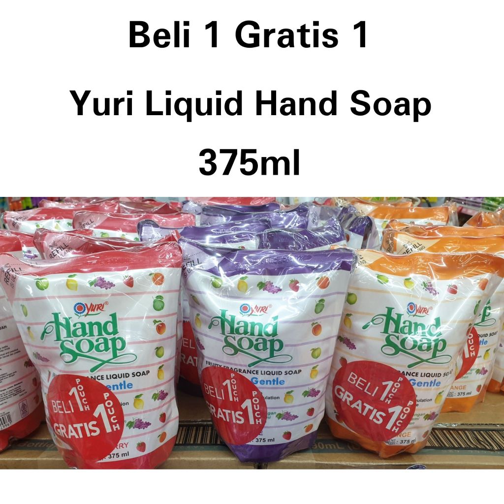 Jual BELI 1 GRATIS 1 YURI REFILL HAND LIQUID SOAP SABUN CUCI TANGAN 375ML | Shopee Indonesia