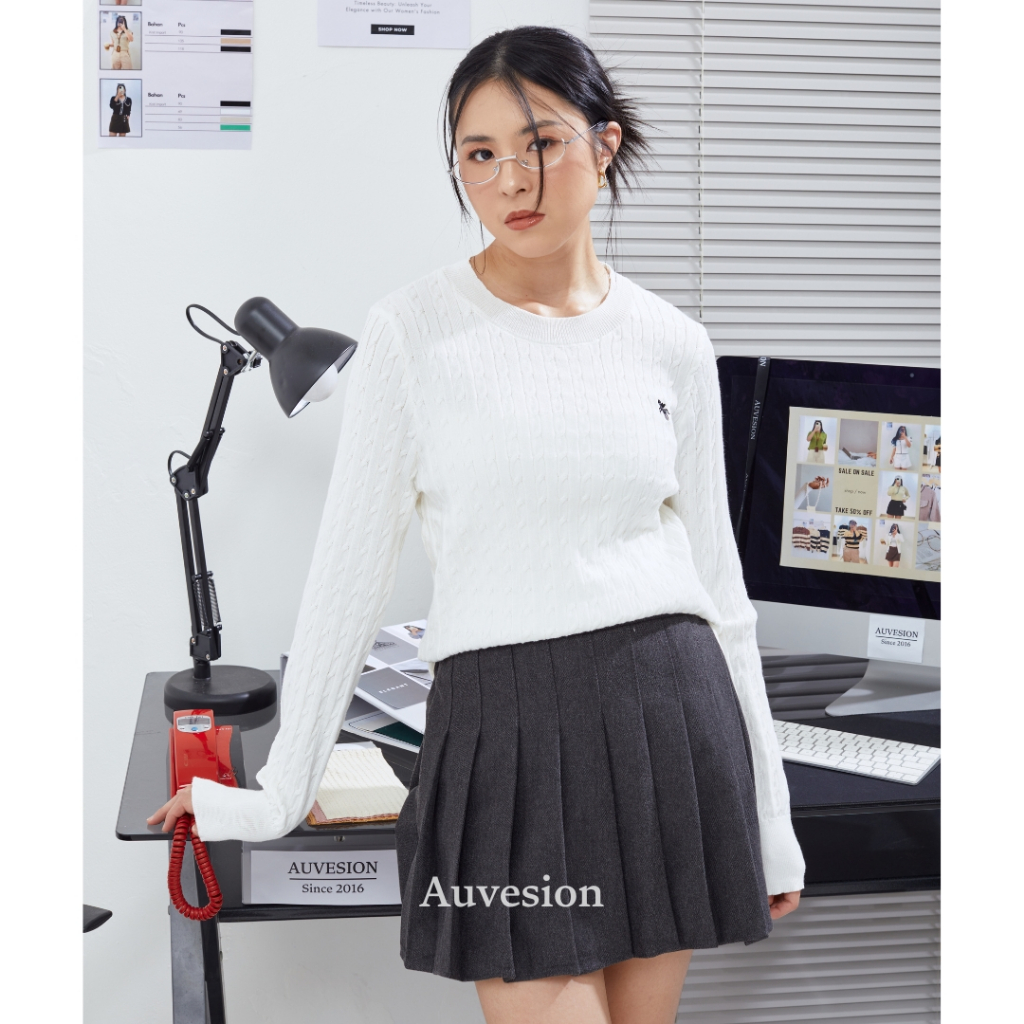 Jual AUVESION Pamela Pleated Skirt Korean Style 6097 | Rok Wanita ...