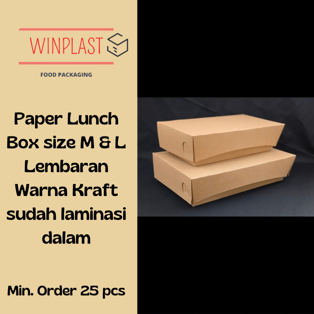 Jual Paper Lunch Box Kraft / Kotak Makan Kraft Lembaran Laminasi Dalam | Shopee Indonesia