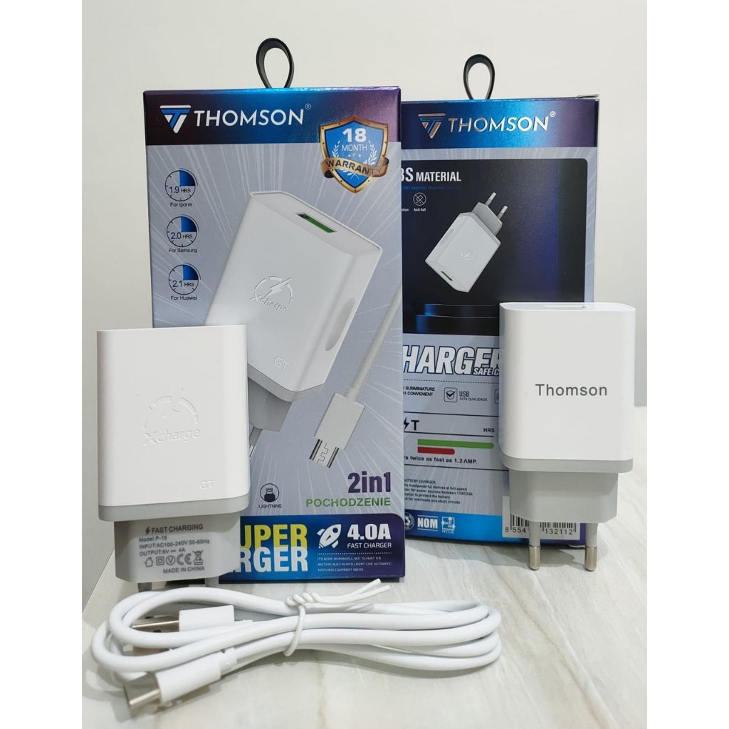Jual TC CHARGER THOMSON 4.0 MICRO & TIPE C SUPER CHARGER | Shopee Indonesia
