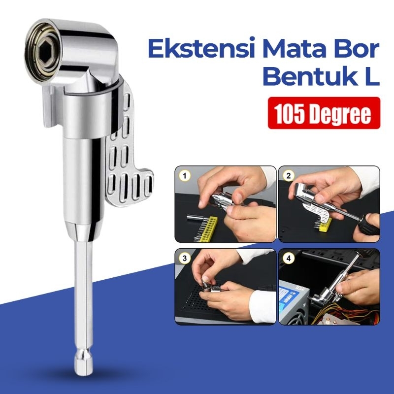 Jual Kepala Extension Mata Bor L Angle 1/4 inci Hex Bit Socket Adapter ...
