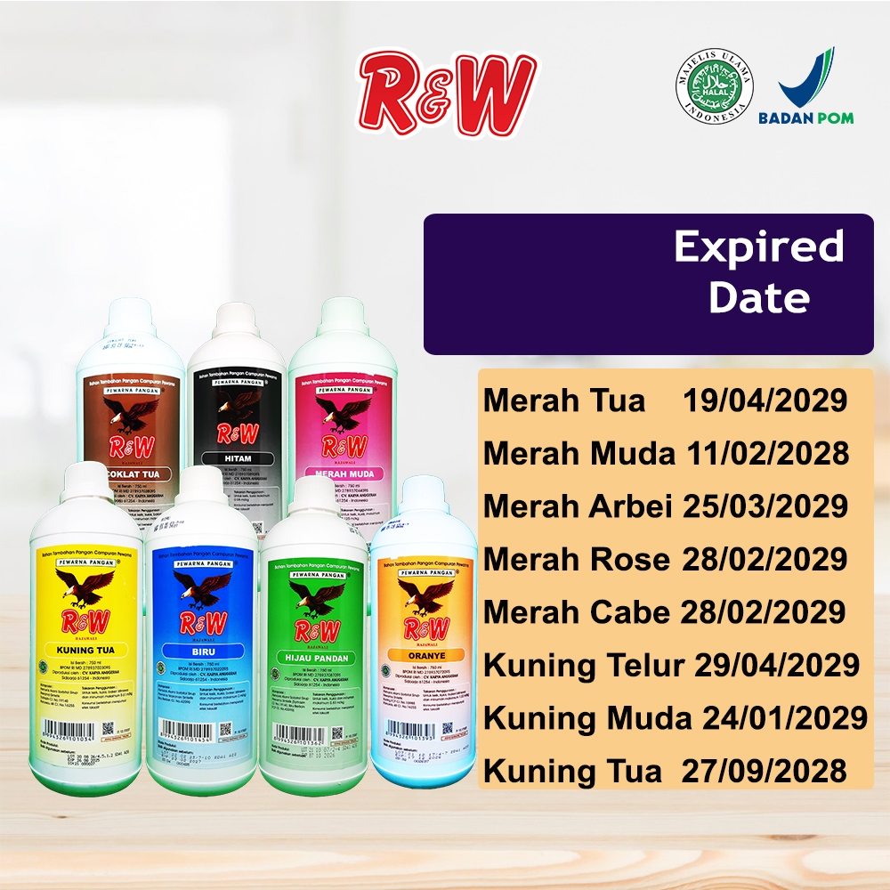 Jual Pewarna Makanan Minuman Kue Rajawali R&W RW kemasan 1 kg | Shopee ...