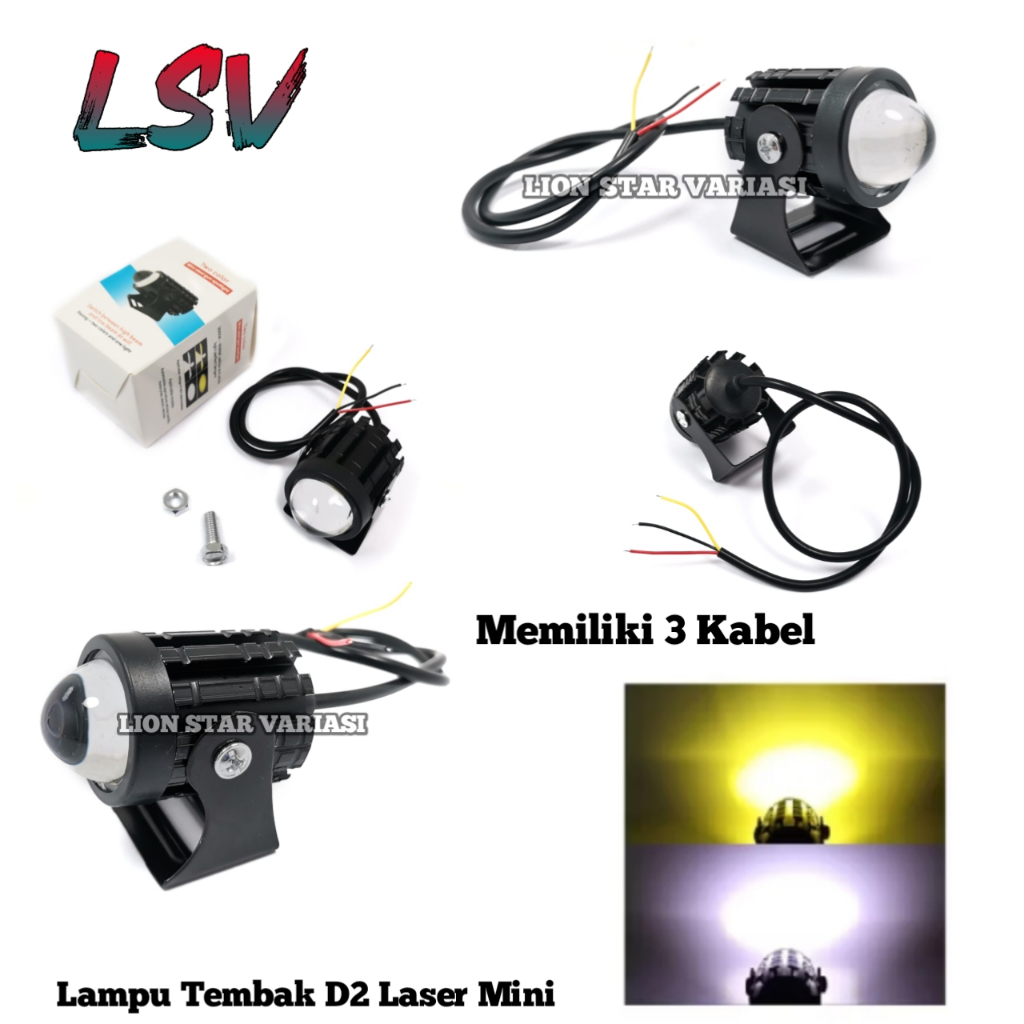 Jual Lampu Tembak Mini d2 Laser High Low 12 Volt LED 2 Warna | Shopee ...