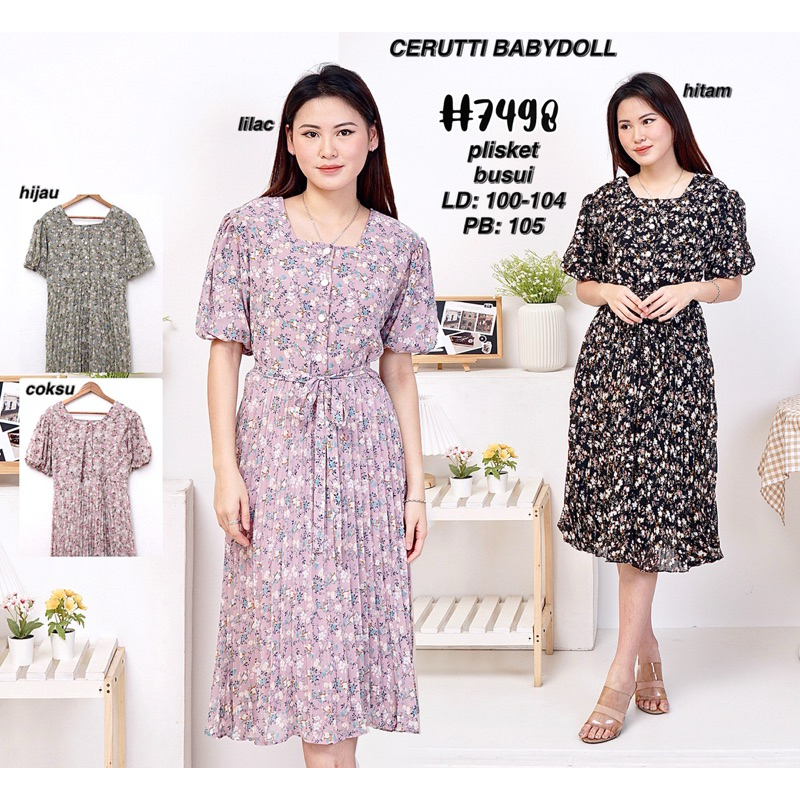 Jual DRESS BUNGA / DRESS CERUTTI (7498 PLISKET) | Shopee Indonesia