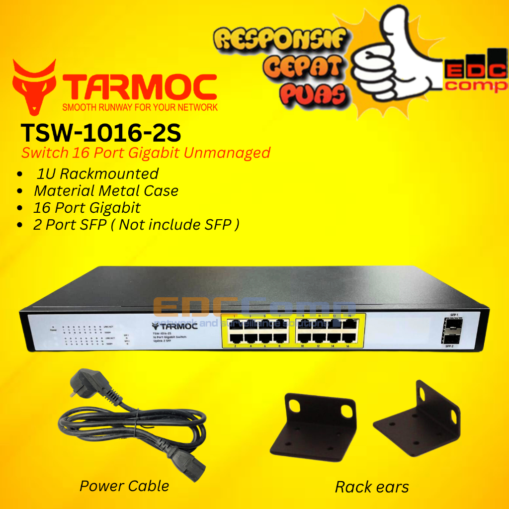 Jual Tarmoc TSW-1016-2S Gigabit 1U Switch Unmanage 16 port Metal Case | Shopee Indonesia