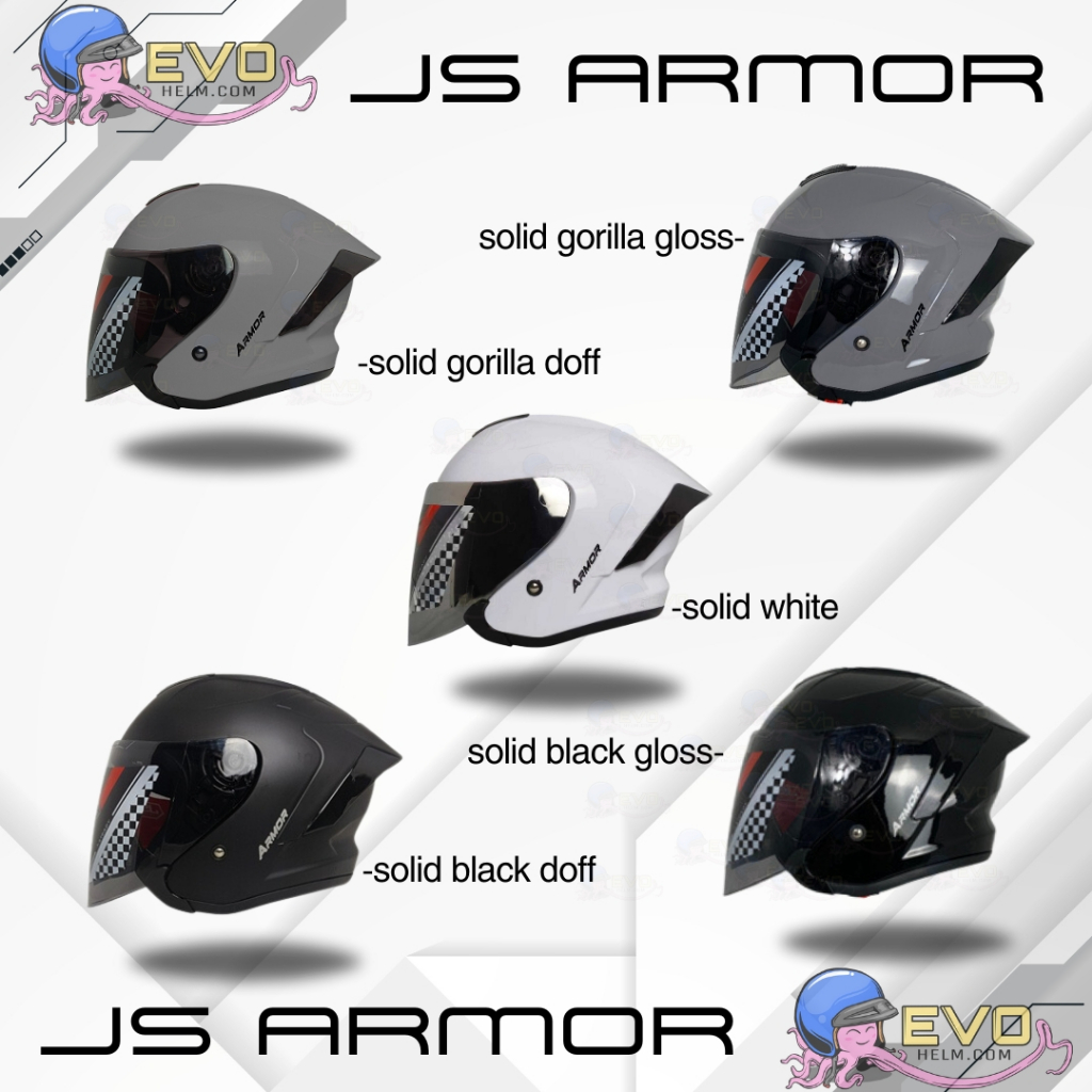 Jual HELM JS ARMOR ORIGINAL WARNA LENGKAP, HELM HALF FACE ALV_NJS ...