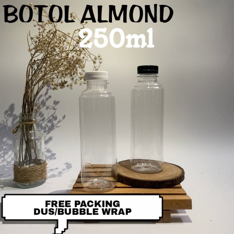 Jual Botol Plastik 250ml Almond isi 50/100(FREE PACKING DUS/BUBBLE WRAP ...