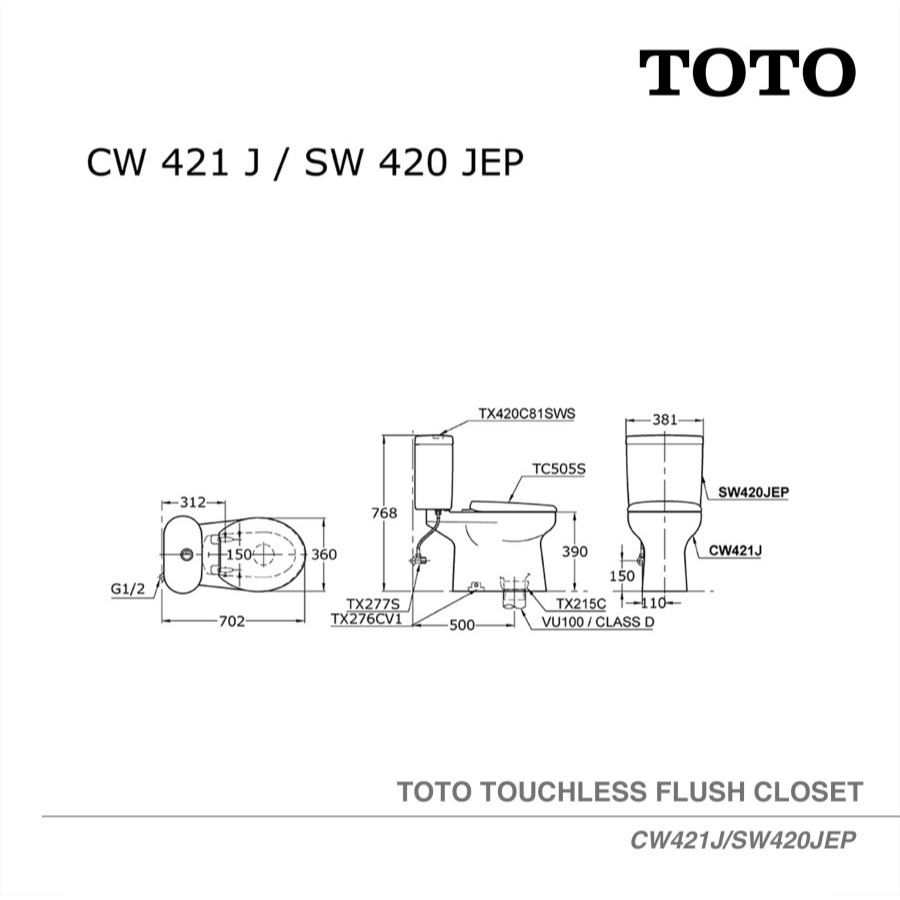 Jual TOTO Closet CW421J/SW420JEP | Closet Duduk - Kloset Duduk | Shopee ...
