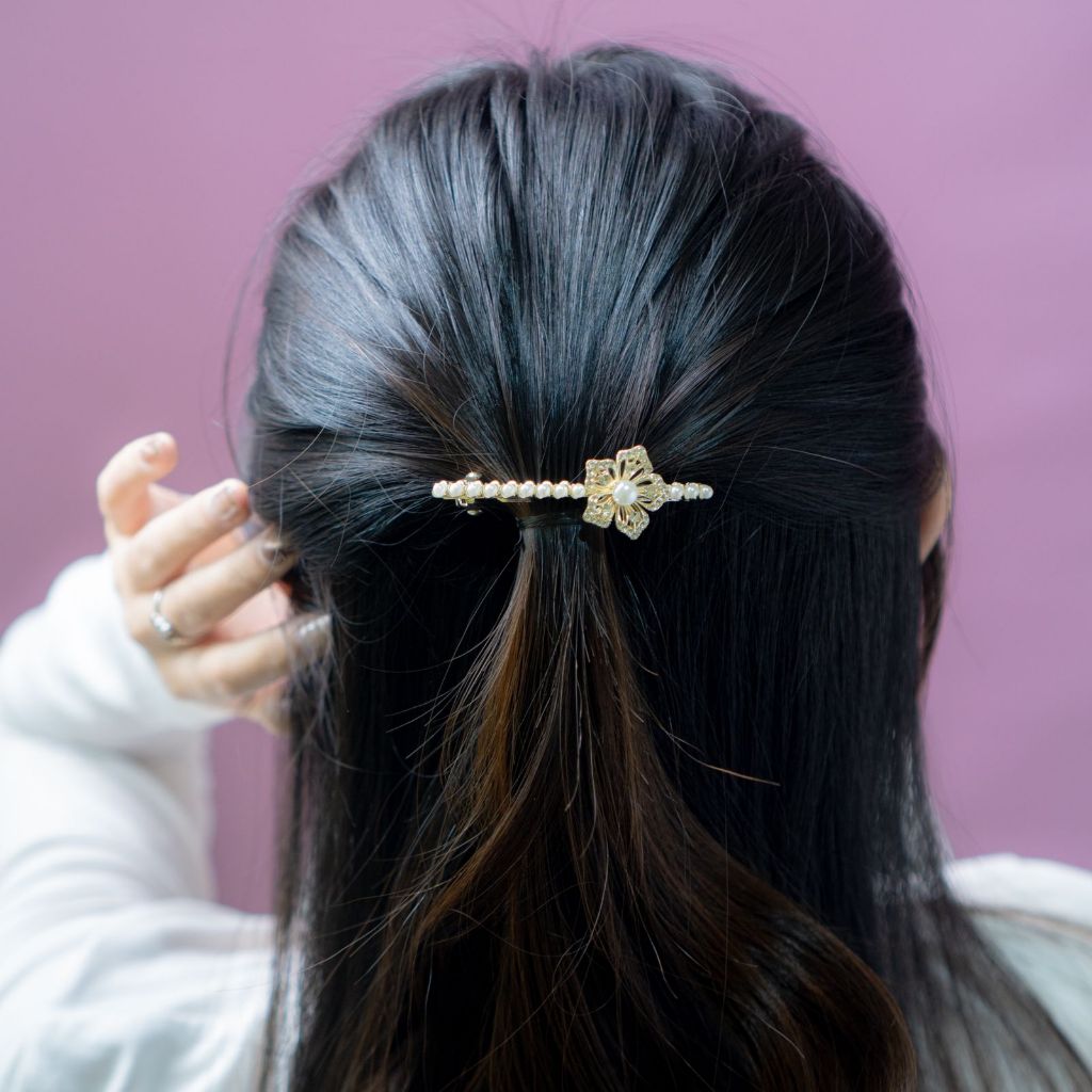 Jual Caliloops Jepit Rambut Besi Motif Bunga Berlian Mutiara Wanita ...