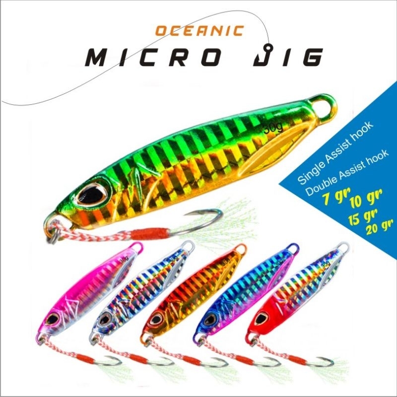 Jual MICRO JIG / METAL JIG OCEANIC 10, 15, 20 gram Single/double Assist Hook untuk Mancing ...