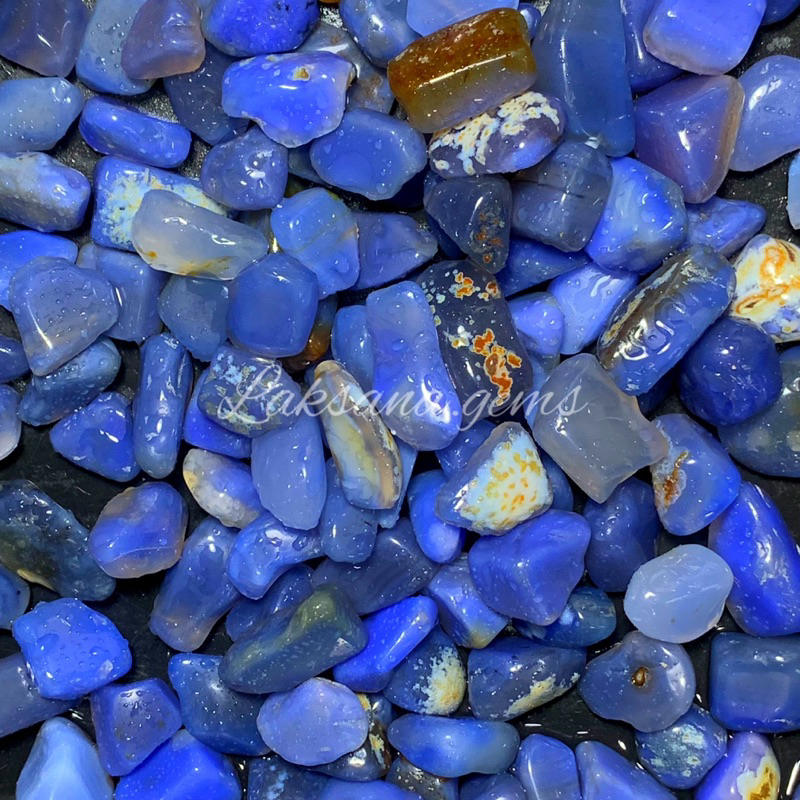 Jual Batu Blue Agate Natural / Bahan Blue Agate Super / Bongkahan Batu ...