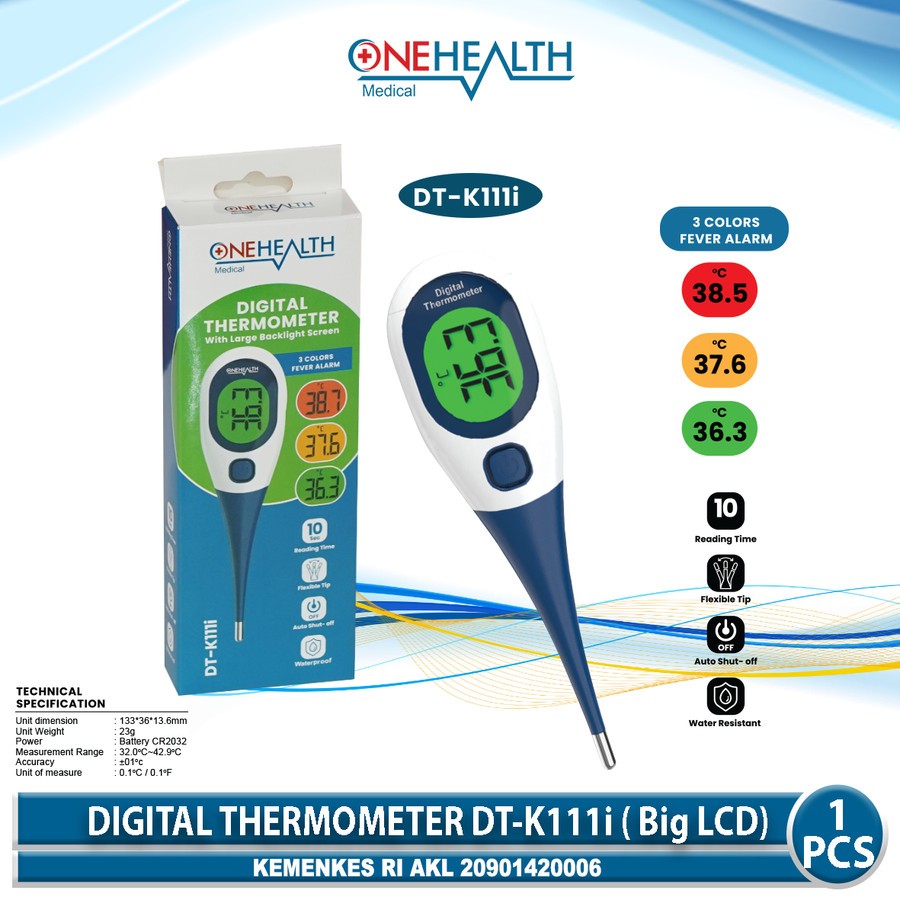 Jual ONEHEALTH Thermometer Digital Flexible Tip Big LCD DT-K111I ...