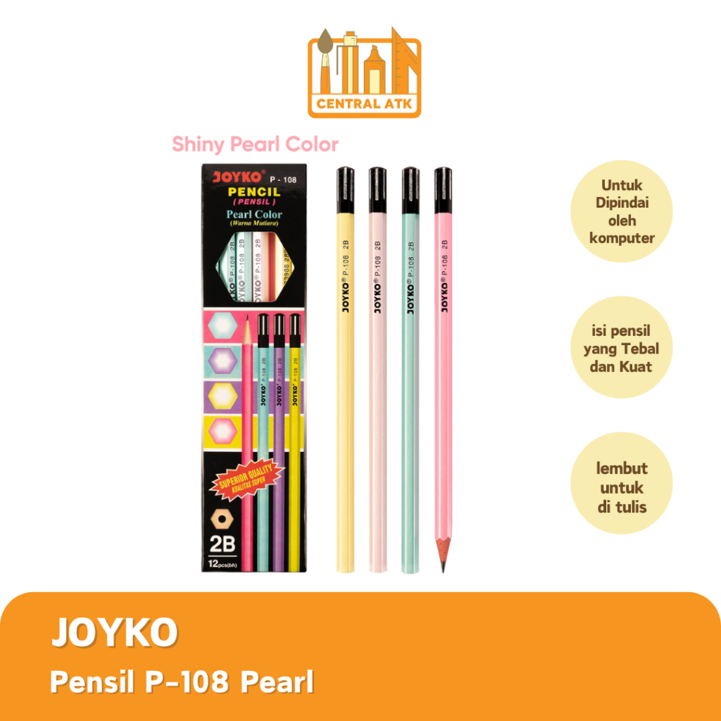 Jual PENCIL / PENSIL JOYKO 2B P-108 PEARL (1 PACK) | Shopee Indonesia