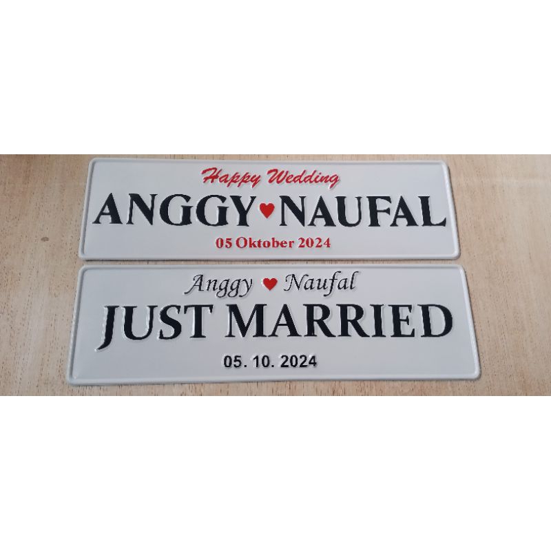 Jual plat nomor custom wedding pernikahan plat alumunium emboss ...